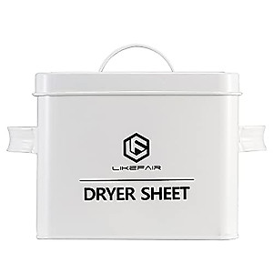 LF Likefair Modern Farmhouse Dryer Sheet Holder for Laundry Room Decor,Laundry Dispenser Container Holder with Lid for Space Saving Laundry Room Organization and Storage,White