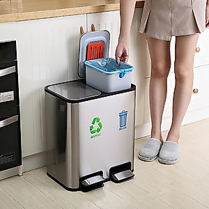 Conzon Pack of 8 Recycle Stickers for Trash Can, UV DTF Recycling Sign, Recycle and Trash Transfer Signs Stickers for Waste Garbage Trash Can, Green & Blue