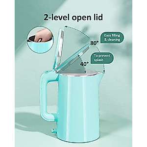 Wamife 1.5L Electric Kettle Water Boiler Stainless Steel Inner 1500W Hot Water Kettle Cool Touch Electric Water Kettle Fast Heating, Blue