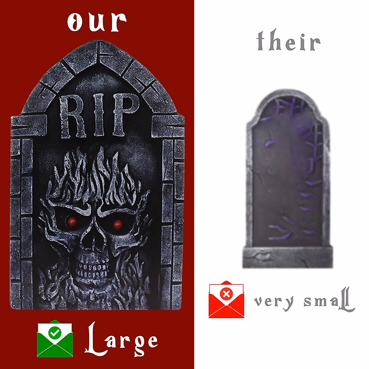 17in Tombstones Yard Sign with Stakes, 6PCS Graveyard Halloween Decorations Scary Gravestone Headstone Lawn Signs Halloween Decor Halloween Tombstones & Cemetery Decorations Waterproof(Large)