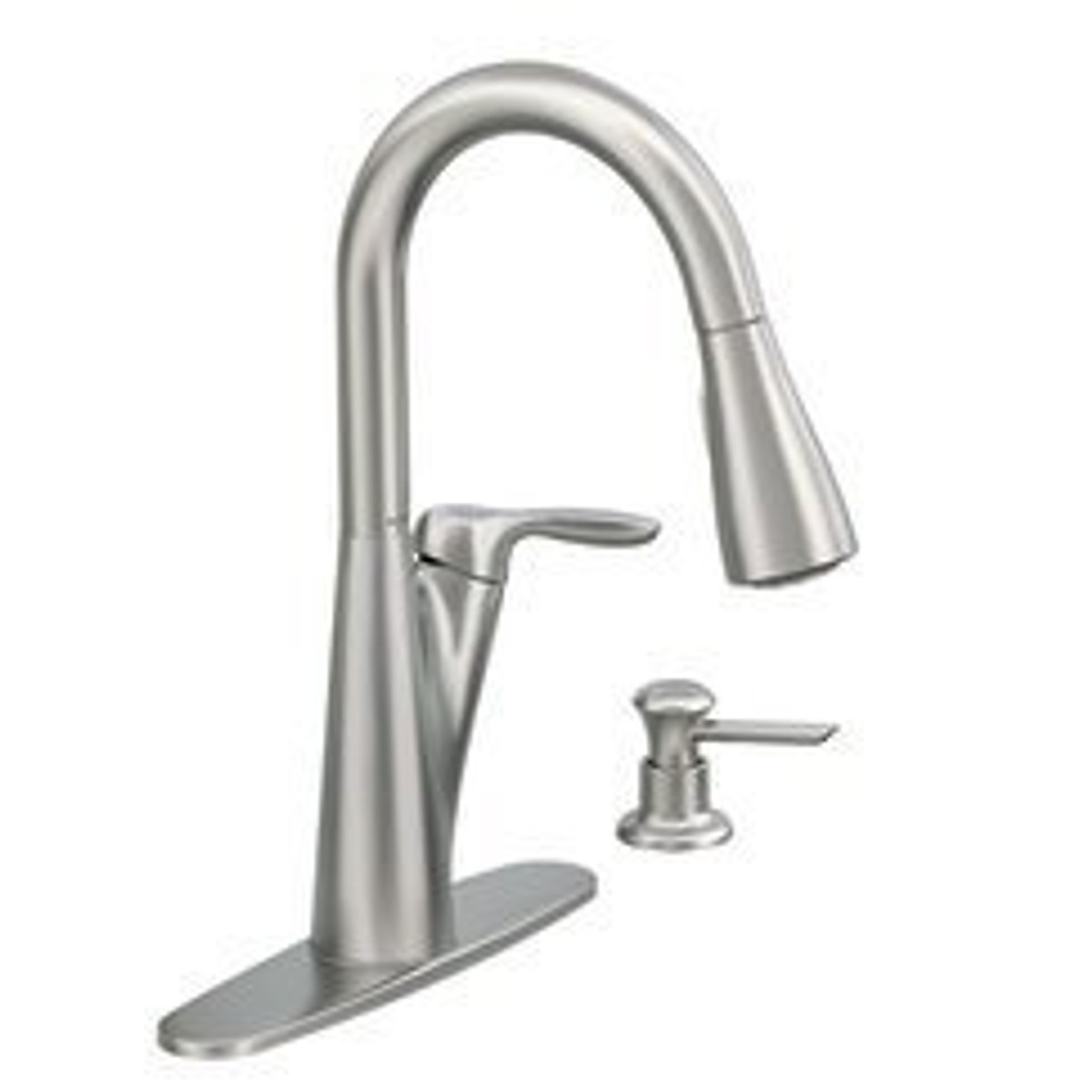 Moen 87499SRS Pullout Spray High-Arc Kitchen Faucet with Soap Dispenser from the Harlon Collection, Spot Resist Stainless