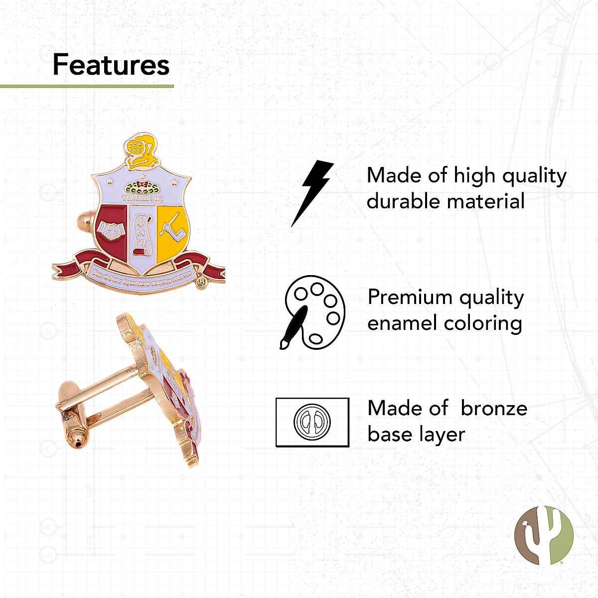 Desert Cactus Kappa Alpha Psi Fraternity Greek Formal Wear Blazer Jacket (Crest Cufflinks)