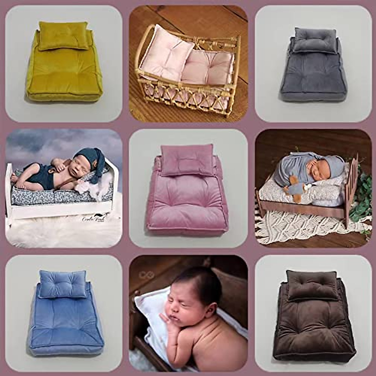 Newborn Photography Props Mini Mattress Posing Pillow Infant Baby Boy Girl Photo Shoot Bedding Mat Accessories