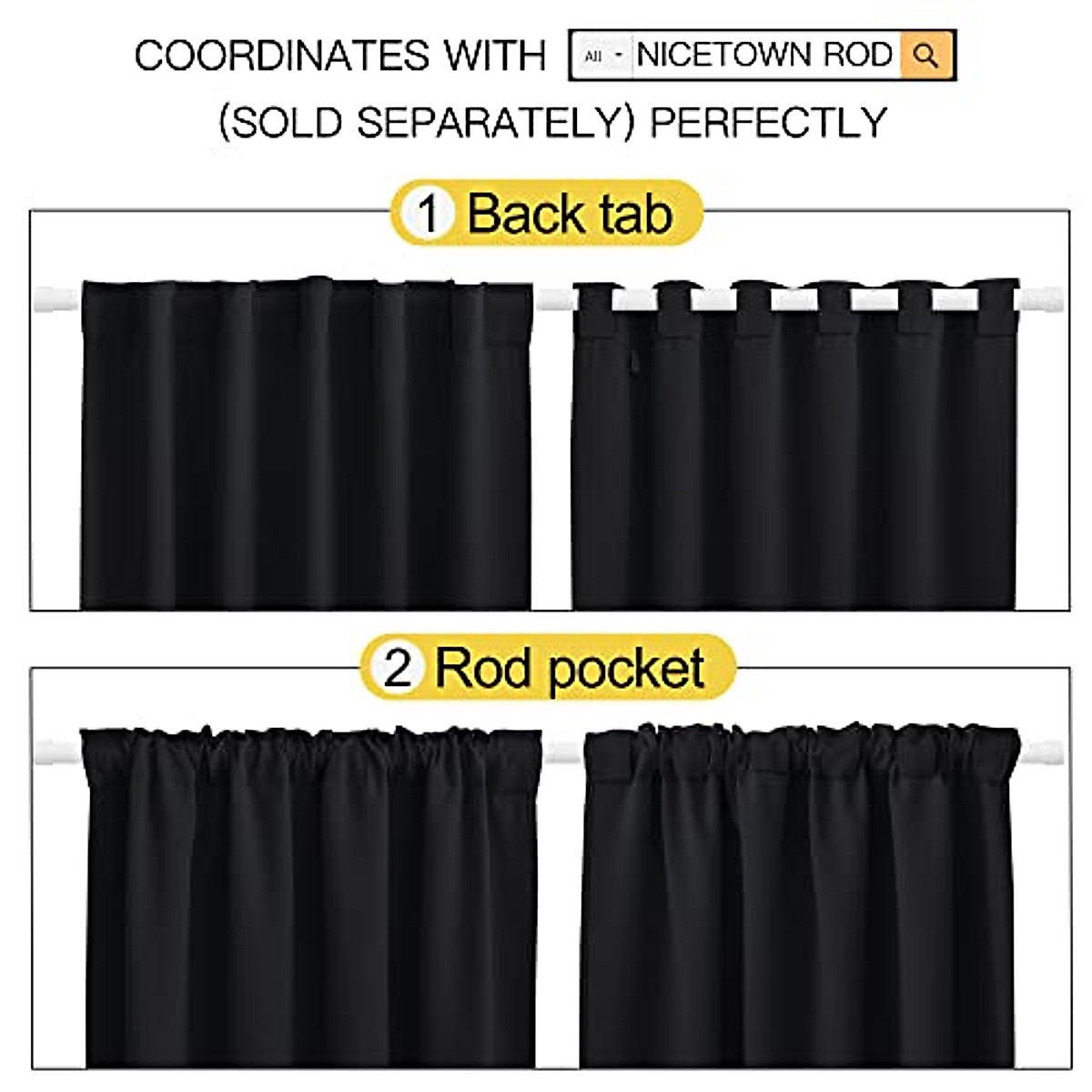 NICETOWN Sliding Glass Door Wide Curtain, Window Treatments for Patio Doors, Back Tab & Rod Pocket Thermal Insulated Blackout Curtains for decoration, Vertical Blind (Black, 100 by 84-inches, 1 Panel)