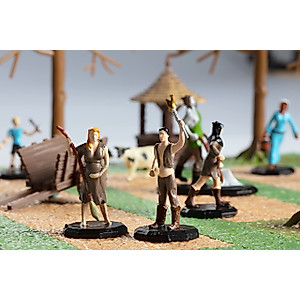 Monster Townsfolk Mini Fantasy Figures - 8pc Hand-Painted Peasant Non Player Character NPC Miniatures - 1" Hex-Sized Compatible with DND Dungeons Dragons Pathfinder, RPG Tabletop Games