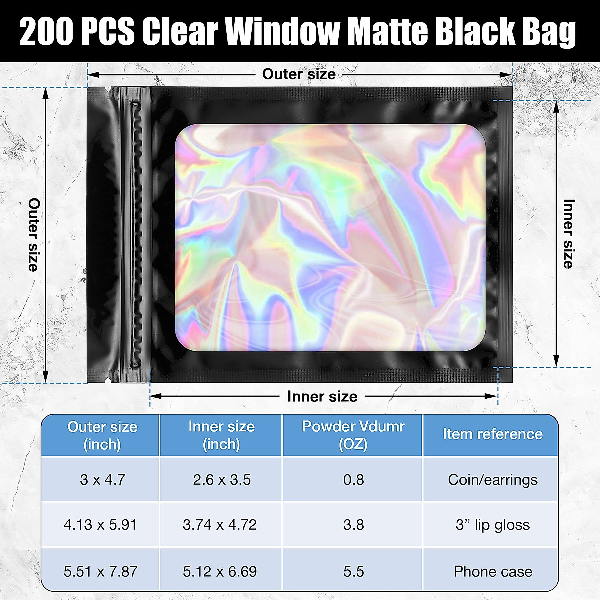 200 Piece Reliable Foil Bags Resealable Foil Zipper Lock Bags with Clear Window Black Foil Packaging Pouch for Food Storage Sample Beans Supplies (3 x 4.7 Inch)