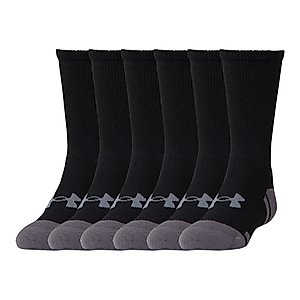 Under Armour Youth Resistor 3.0 Crew Socks, Multipairs, Black/Graphite (6-Pairs), Small