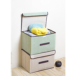 lonmercaite Pack of 4, foldable storage box, non-woven fabric, flip storage box, with handles, clothing, toys, home wardrobe storage and organizing box (9x9x14inch) (off white 4pcs)