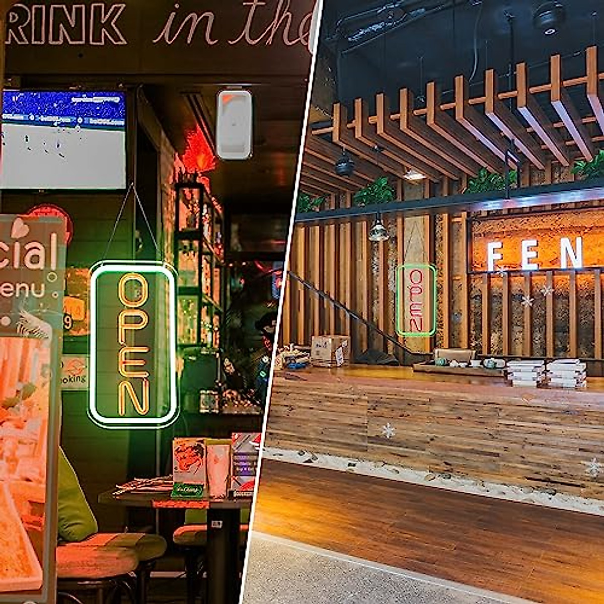 BESTIELAM Neon Sign, OPEN Neon Signs for Business, Ultra Bright Green & Red LED Neon Lights For Wall Decor & Room Decor, Restaurant, Store, Bar, Party Decoration, USB Powered, 9"x 16"