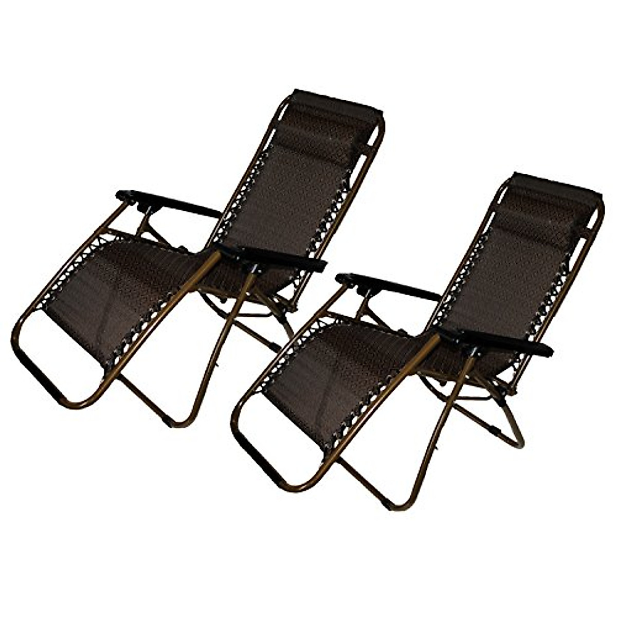 Shop4Omni Set of 2: Zero-Gravity Canopy Lawn & Patio Chair with Head Rest - Brown