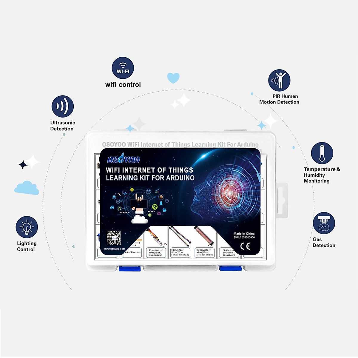 OSOYOO WiFi Internet of Things Learning Kit for Arduino | Include ESP8266 WiFi Shiled | Smart IOT Mechanical DIY Coding for Kids Teens Adults Programming Learning How to Code