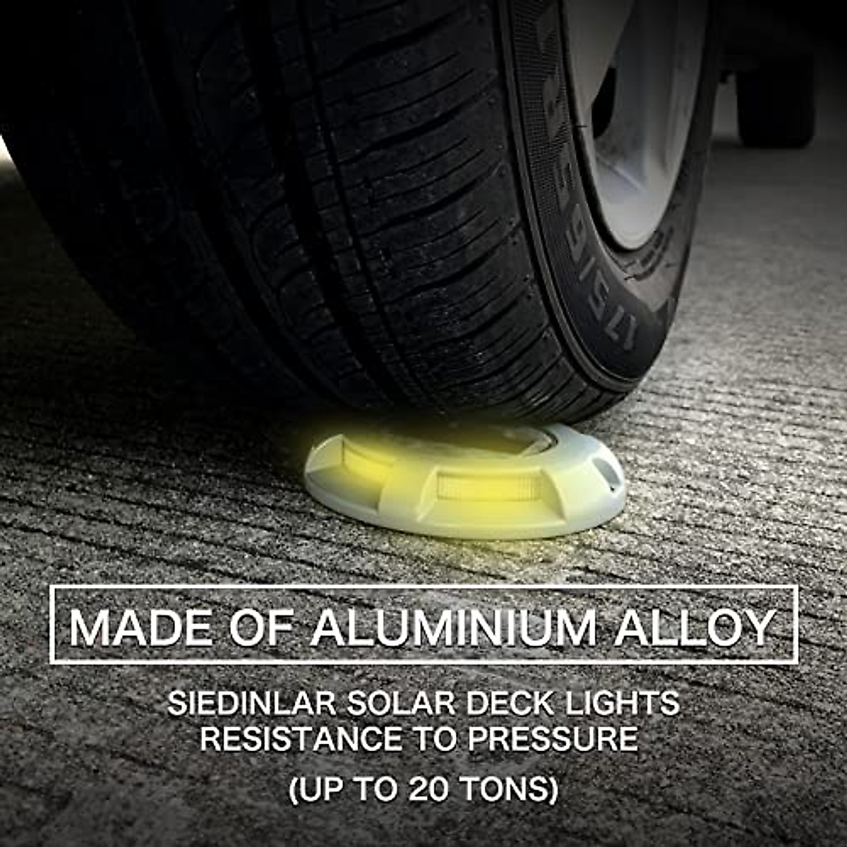 SIEDiNLAR Solar Deck Lights Driveway Dock LED Light Solar Powered Outdoor Waterproof Road Markers for Pathway Step Stair Garden Ground Sidewalk Yard 12 Pack (Warm White)