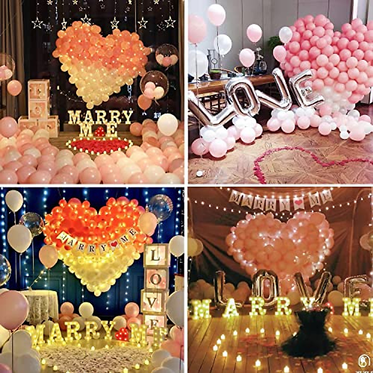 Valentines Day Balloons, CAKKA 315PCS Pink Heart Balloons with Rose Petals, Love Foil Balloon, I Love You Tail Balloon for Valentine’s Day Mother Day Anniversary Proposal Party Favor Decoration Decor