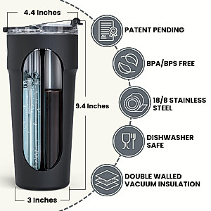 2-in-1 Hot & Cold Vacuum Insulated 30oz Tumblers, Stainless Steel Dual Chamber, Leak-Proof, BPA-Free, Fits Cup Holder, Travel Coffee Mug, Split Cup, 2 Drink, 2 Sides, Coffee & Water (Harper White)