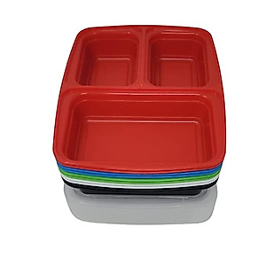 (10 Pack) 3 Section Plate Meal Prep Containers with Lids