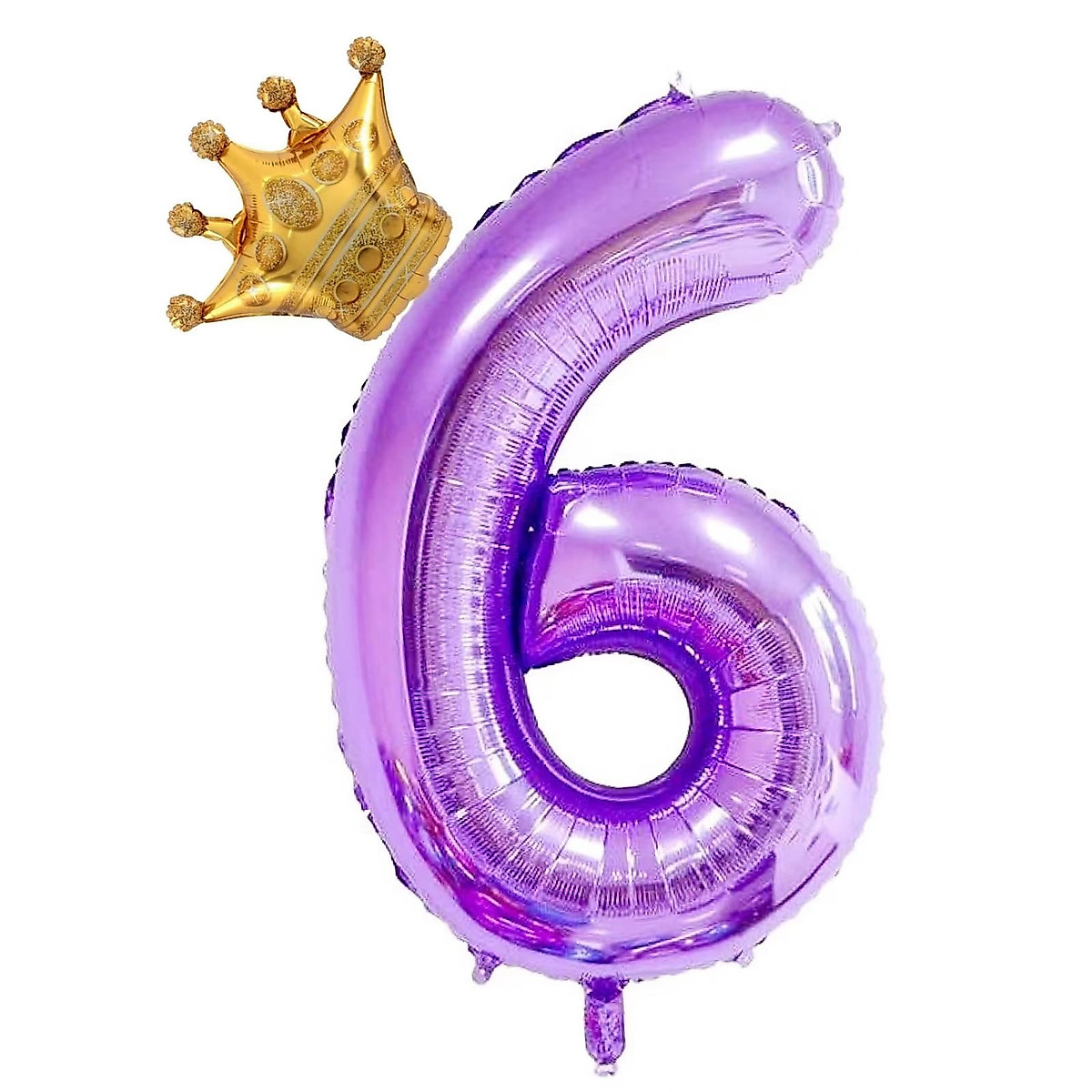 40Inch Purple Number 6 Crown Balloons Set, 6th Birthday Balloons for Girls, 6th Wedding Anniversar Celebration Decorative Balloons. (6)
