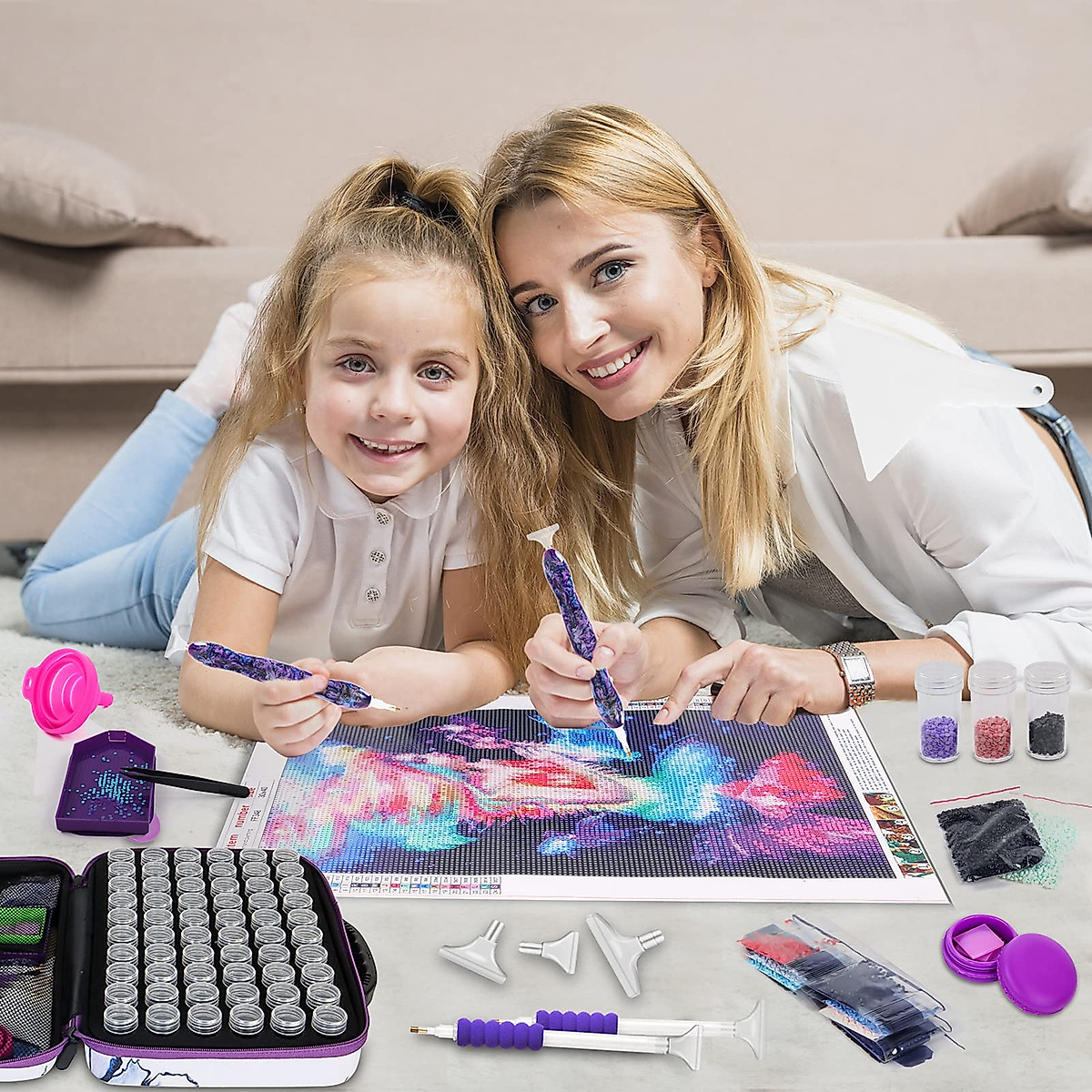 BEIFUMEI Diamond Painting Storage Containers 60 Slot Diamond Storage Case Diamond Painting Accessories, Diamond Painting Tools Suitable for DIY 5D Diamond Art Craft Jewelry Bead Rhinestones Organizer