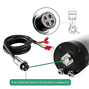 CNC Spindle Motor kits, 110V 1.5KW 1500W 80mm Water Cooled Spindle Motor CNC Spindle CNC Motor + 110V 1.5KW VFD + ER11 Collet set + Aviation Wire +Power wire+ Drill Bits For CNC Router Machine