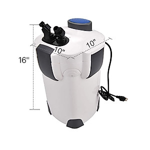 Polar Aurora Free Media 265GPH / 370GPH / 525GPH External Aquarium Filter with Builtin Pump Kit Canister (265GPH)