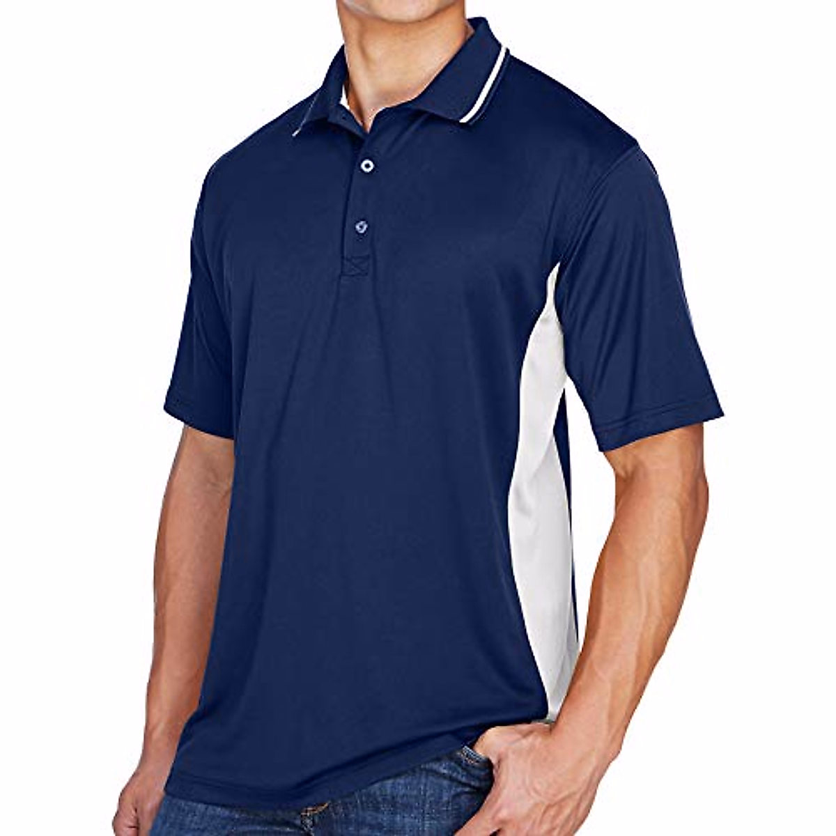 Ford Mustang Shelby Cobra Pocket Print Two Tone Polo, Navy XL