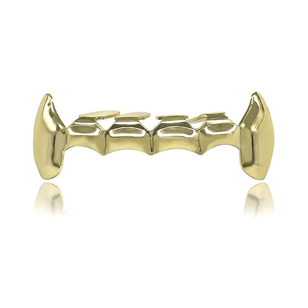 24K Gold Plated Grillz Bottom Vampire Fangs Grill Hip Hop Teeth Caps + Extra Molding Bars + Microfiber Cloth