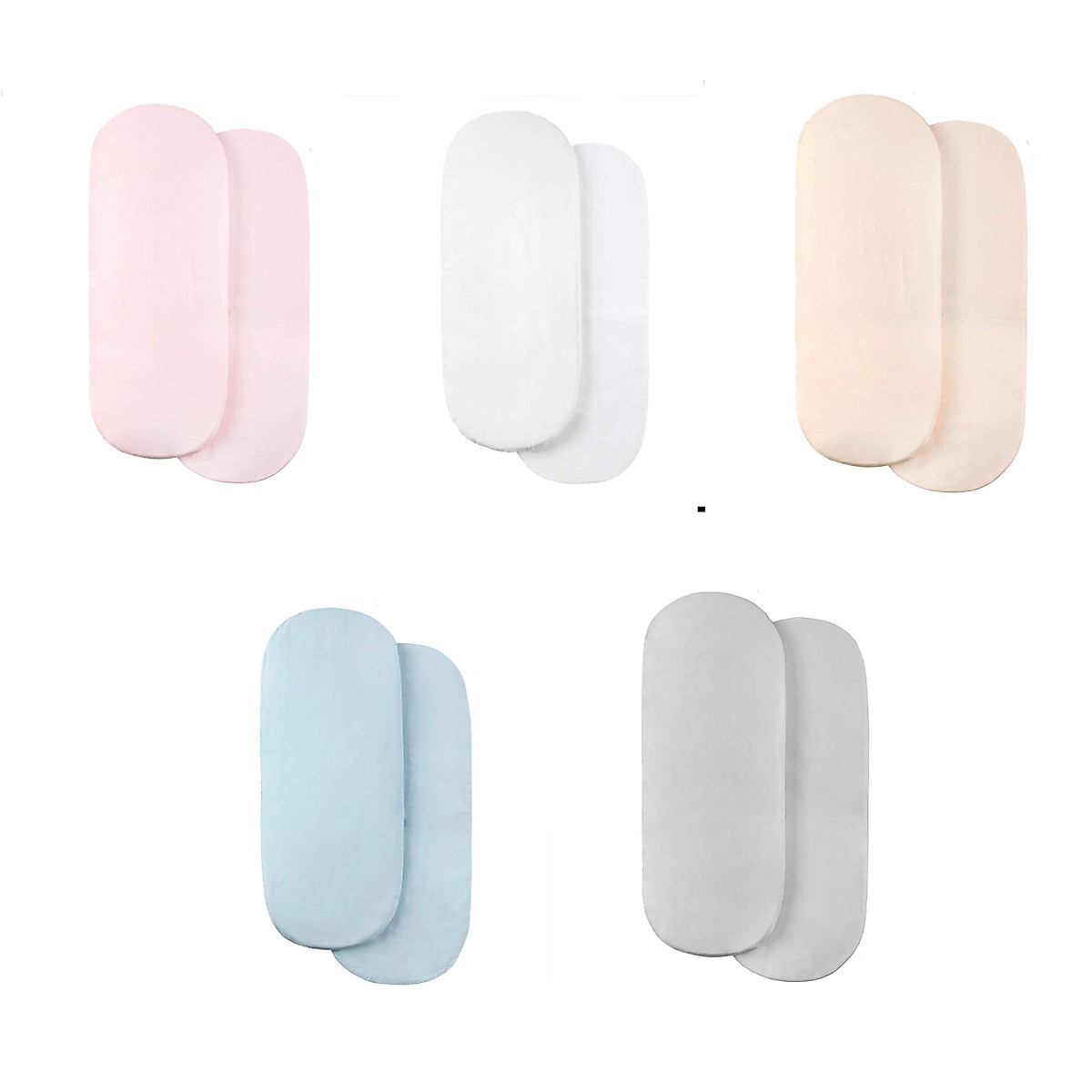 Tadpoles Luxe Cotton Set of 2 Moses Basket Fitted Sheets with Foam Pad - White