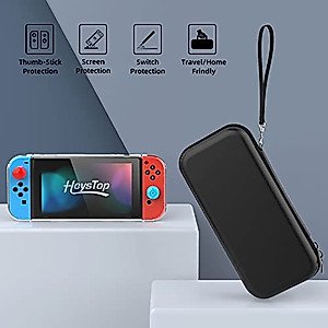 HEYSTOP Switch Case Compatible with Nintendo Switch, 9 in 1 Accessories kit with Carrying Case, Dockable Protective Case, HD Screen Protector and 6pcs Thumb Grips Caps