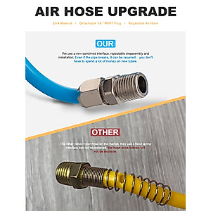 SARDVISA 22-Packs Air Compressor Accessories Kit, 25FT Upgrade Repairable Air Hose with 1/4'' NPT Air Tool Kit, Air Blow Gun/Air Chuck/Tire Gauge, Pneumatic Tool Set
