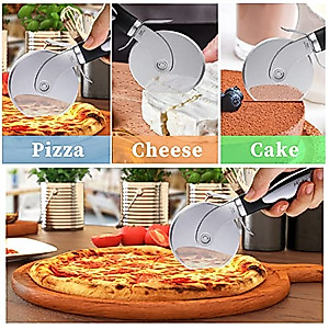 Pizza Cutter Wheel，Mituer 8.2 inch Super Sharp Pizza Cutter, Pizza Slicer With Non-Slip Handle, Stainless Steel Pizza Wheel Cutter, Dishwasher Safe