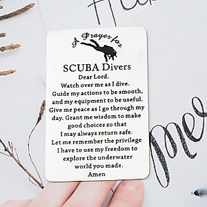 UJIMS Scuba Divers Prayer Wallet Card Insert Scuba Diving Gift Extreme Sports Jewelry for Divers Adventure Metal Wallet Gift for BFF (Scuba Divers Prayer Wallet)