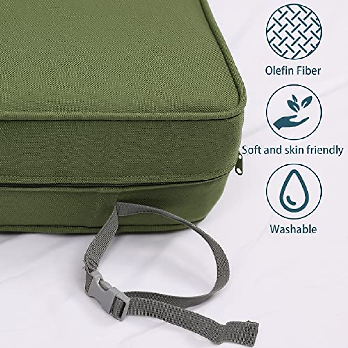Aoodor 24'' x 24'' Outdoor Deep Seat Chair Cushion Set，Olefin Fabric Slipcover and Sponge Foam- Green (Set of 2 Seats, 2 Backs, 2 Pillows)