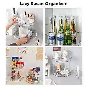 2 Pack Lazy Susan Organizer, Lazy Susan Turntable for Cabinet, PlasticTurntable Organizer Rotating Spice Rack - for Kitchen, Pantry, Bathroom, Fridge,Table, Countertop