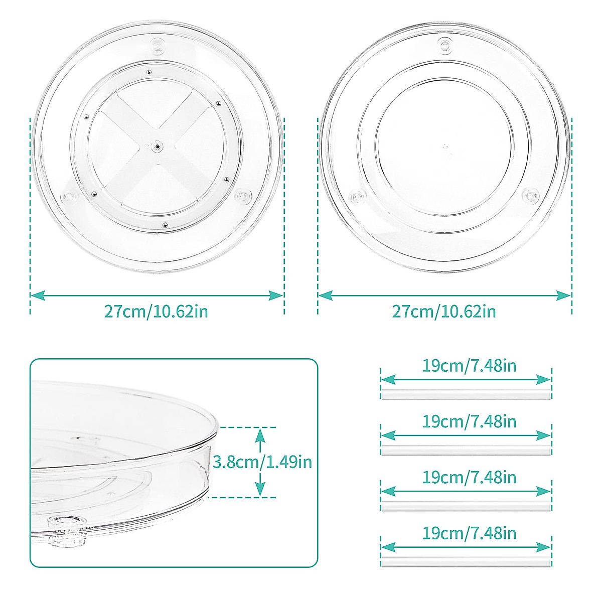 Ech.Apr Lazy Susan Turntable 360° Rotating Cabinet Organizer Clear Spice Rack Organizer for Cabinet, Pantry, Kitchen (2 tier-11 inch)