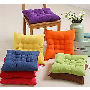 ZBH1985 Chair Pads and Seat Cushions 4 Pack of Set with Ties Comfortable and Soft Non Slip for Indoor, Dining Living Room, Kitchen (Yellow, 40)