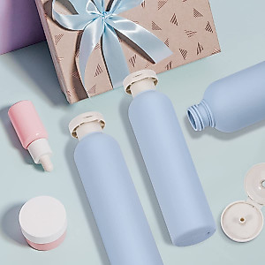 UMETASS 8.8 oz Plastic Travel Shampoo Bottles, Refillable Flip Cap Squeeze Bottles for Toiletries, Large Leakage-proof Travel Shampoo and Conditioner Container (Blue and Green)