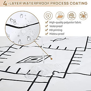 Sunhop Luxury Shower Curtain Set 3PCS, Bathroom Sets with Shower Curtain and Rugs, Ultra Soft Faux Wool Water Absorbent Bath Rugs, Durable Waterproof Shower Curtain with 12 Hooks (White, 71" x 71")