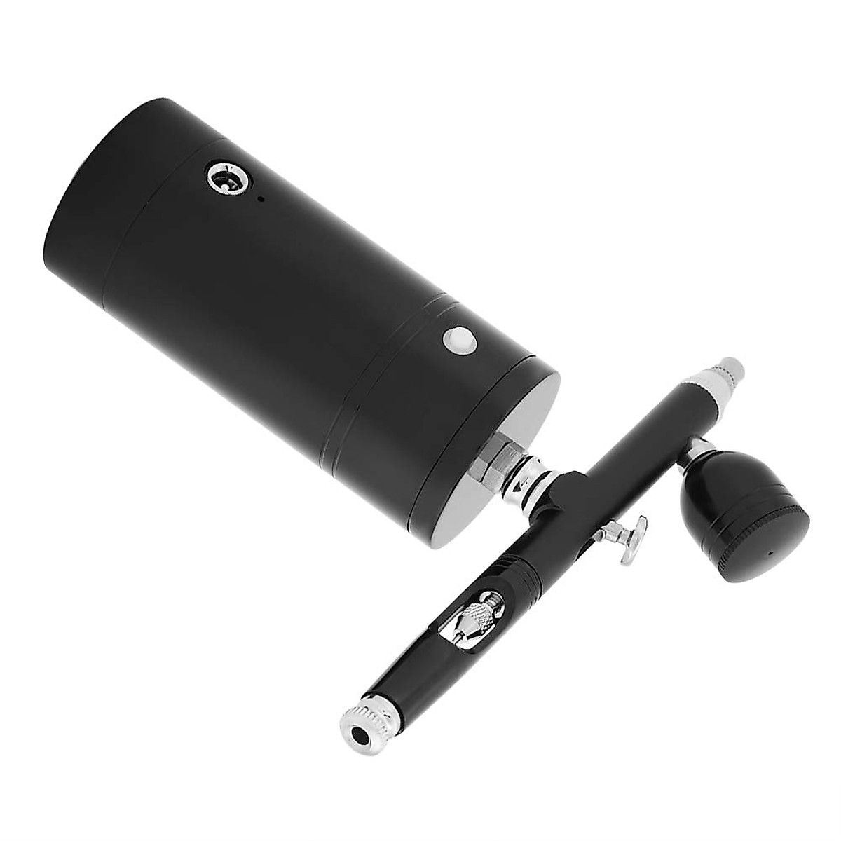 EVGATSAUTO Aluminum Barber Compressor, 0.3mm Black Mini Air Compressor Spray Gun Airbrush Set 7CC Capacity Set