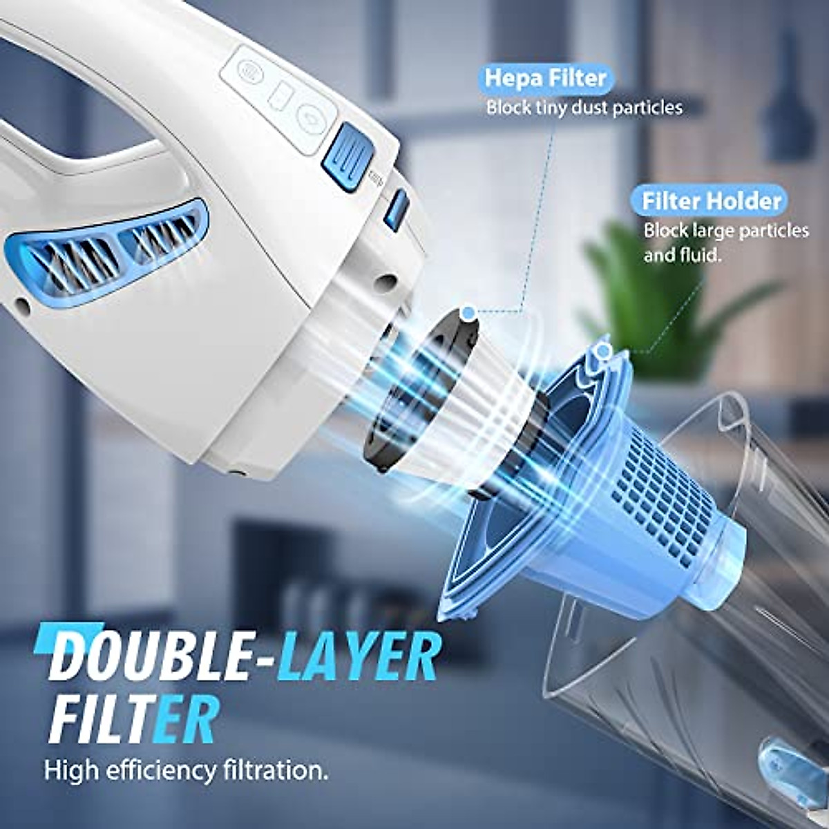 Bossdan Handheld Vacuum Cordless, Powerful Suction Car Hand Held Vacuum Cleaner with Large-Capacity Battery, Hand Vacuum Cordless Rechargeable for Pet Hair Keyboard Dust Office and Home Cleaning