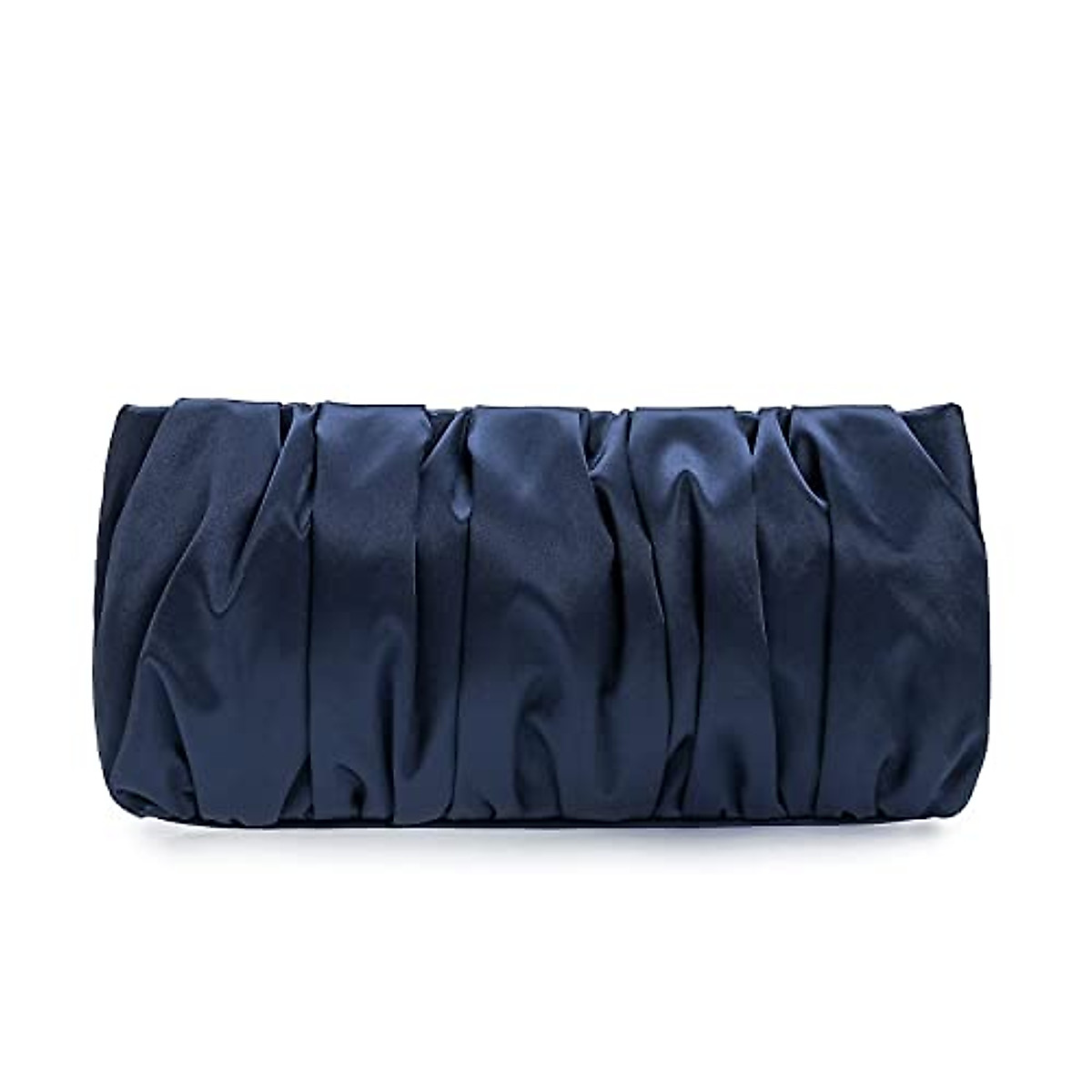 IXEBELLA Classy Evening Bags Pleated Satin Clutch Formal Dressy Purses Wedding/Prom/Party Handbag for Women (Navy)