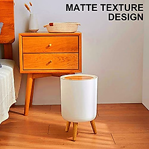 High Foot Trash Can, Home Creative with Lid Press Living Room Bathroom Kitchen Garbage Can Strong Nordic Style Trash Can White 14.2'' x 8.6''