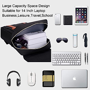 CHREPOE Laptop Backpack for Men Women College School Backpack Travel Backpack Fits 14 Inch Notebook Vintage Casual Daypack(Black)