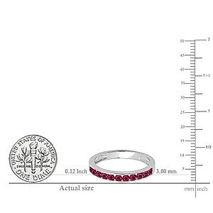 Dazzlingrock Collection 0.50 Carat (Ctw) 10k Round Red Ruby Women Anniversary Wedding Stackable Ring Band 1/2 CT, White Gold, Size 6