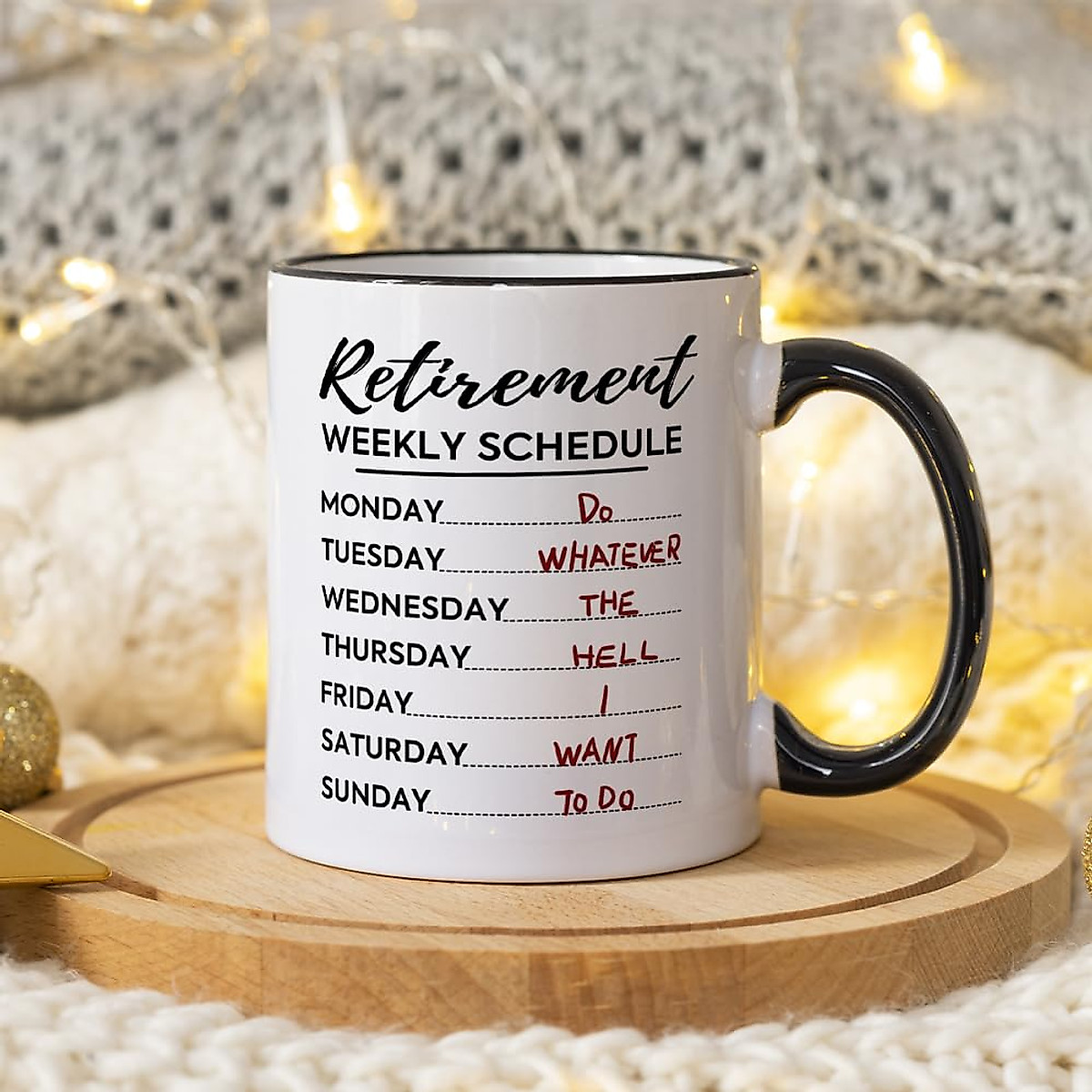 Fatbaby Funny Retirement Gifts For Women Men,Retirement Weekly Schedule Coffee Mug Gifts for Coworker Boss Office, Retired Calendar Mug for Dad Mom Friends Grandma Grandpa 11OZ