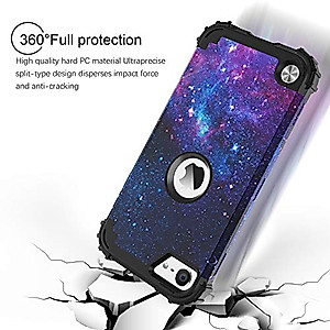BENTOBEN iPod Touch 7th Generation Case, iPod Touch 6th/5th Case, 3 in 1 Hybrid Hard PC Soft Rubber Heavy Duty Rugged Bumper Shockproof Phone Cover for iPod Touch 7th/6th/5th Generation, Purple