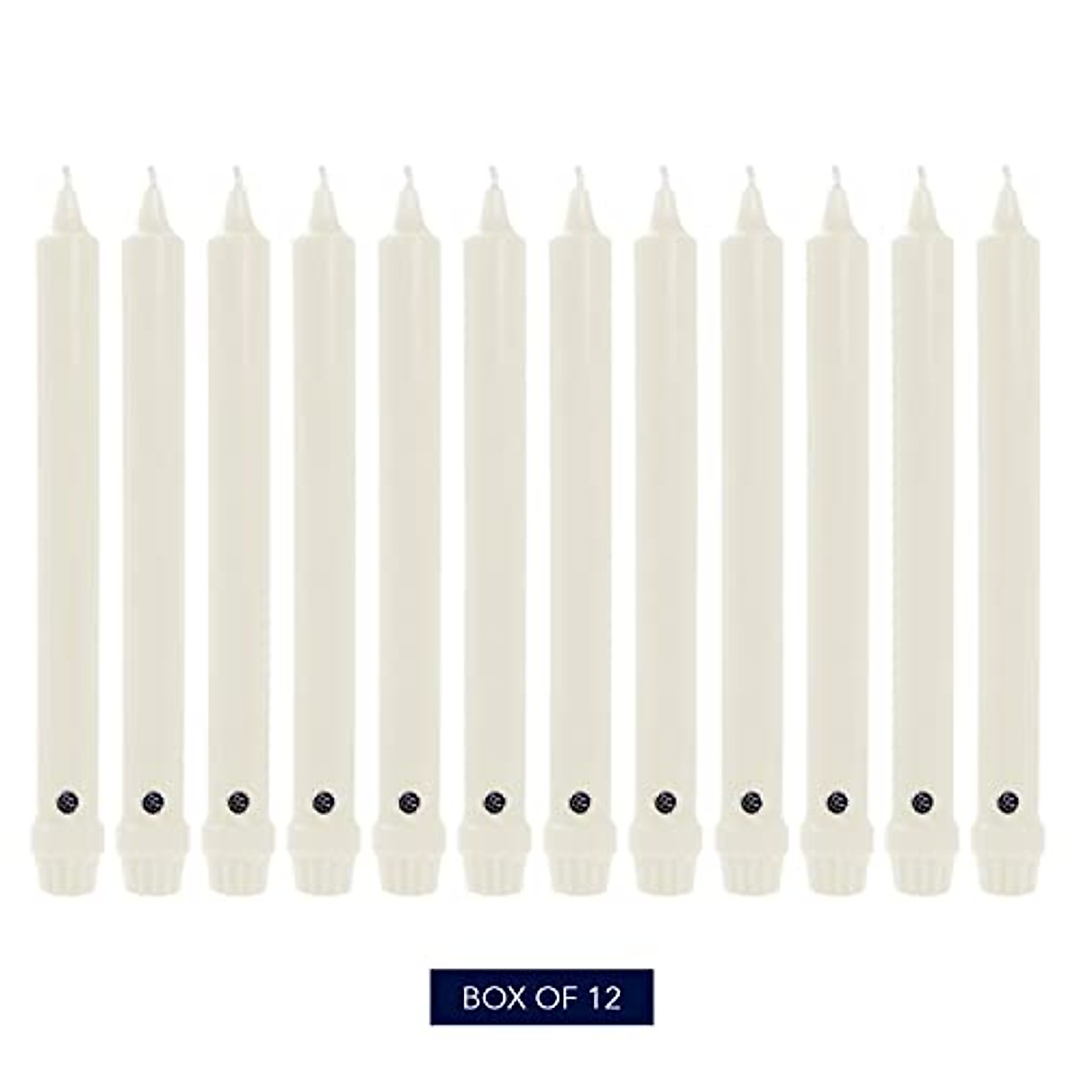 Colonial Candle Unscented Taper Candle, Classic Collection, White, 10 In, Pack of 12 - Up to 8 Hours Burn