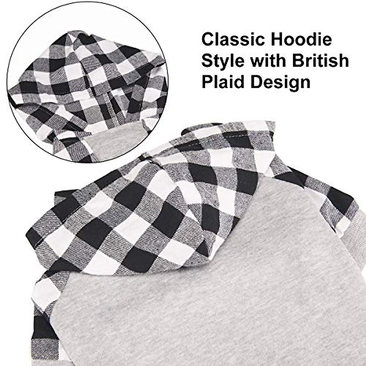 Pet Hoodie Dog Plaid Hoodie Fleece with Hat for Small Medium Dogs- Pet Winter Hoodie Warm Sweater Shirt Clothes Charcoal Gray Plaid Cozy Hooded - Pullover Dogs Hooded Warm Outfit