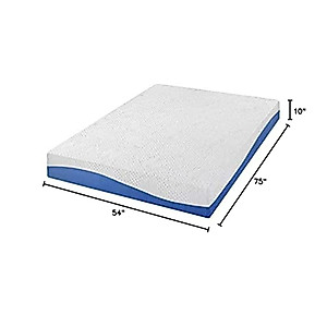 PrimaSleep Wave Gel Infused Memory Foam Mattress, 10'' H, Full, Blue