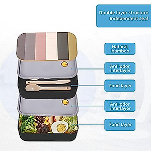 A Warm And Rustic Colour Scheme Adult Lunch Box, Bento Box, With Cutlery Set Of 3, 2 Compartments, Rectangular, Lunch Box For Adults