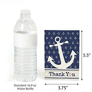 Big Dot of Happiness Ahoy - Nautical - Baby Shower or Birthday Party Thank You Cards (8 count)