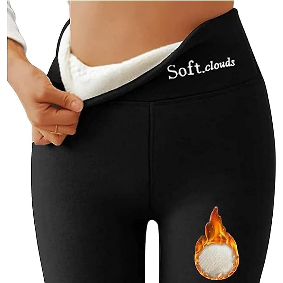 AMDBEL Soft Clouds Fleece Leggings for Women 2023 Casual Warm Winter Pants Slim Leggings Fleece Lined Thermal Leggings Tights,Fleece Lined Tights Women,Warm Leggings for Women Winter Pack